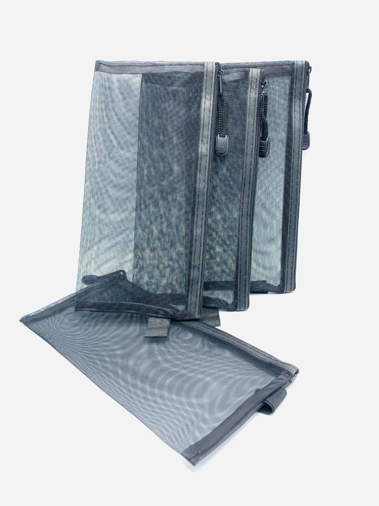 Premium Black Mesh Zipper Pouch Set – CopyPencil.pk