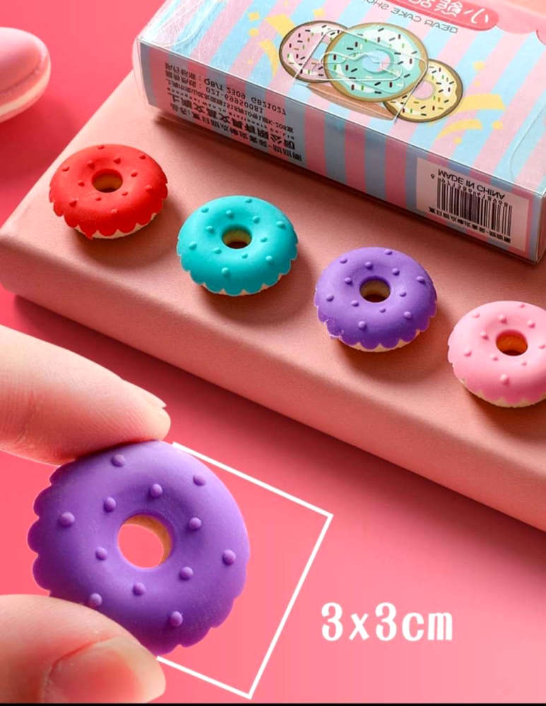 Love Sweet Fancy Erasers Pack of 5 Erasers- donuts, icecreams, popcorn ...