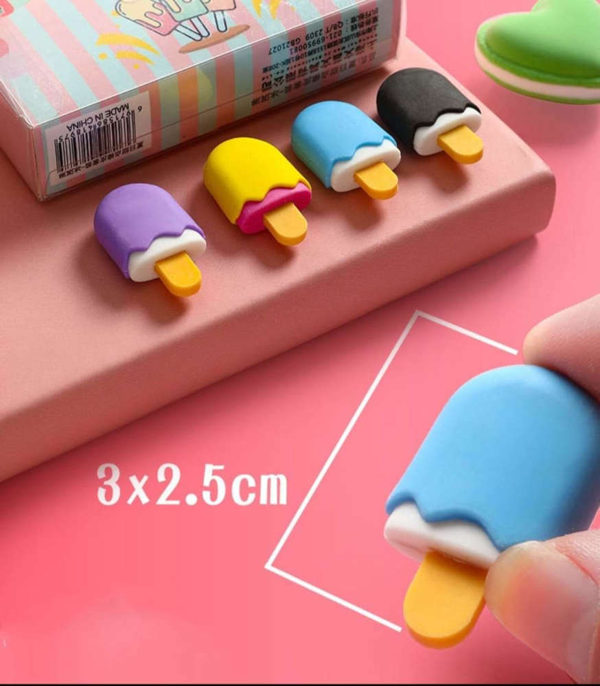 Love Sweet Fancy Erasers Pack of 5 Erasers- donuts, icecreams, popcorn ...