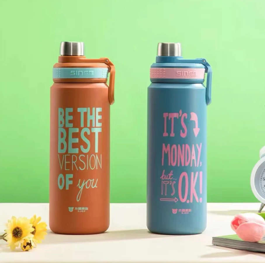 Typography Design Stainless Steel Sport Thermos Insulated Water Bottle ...