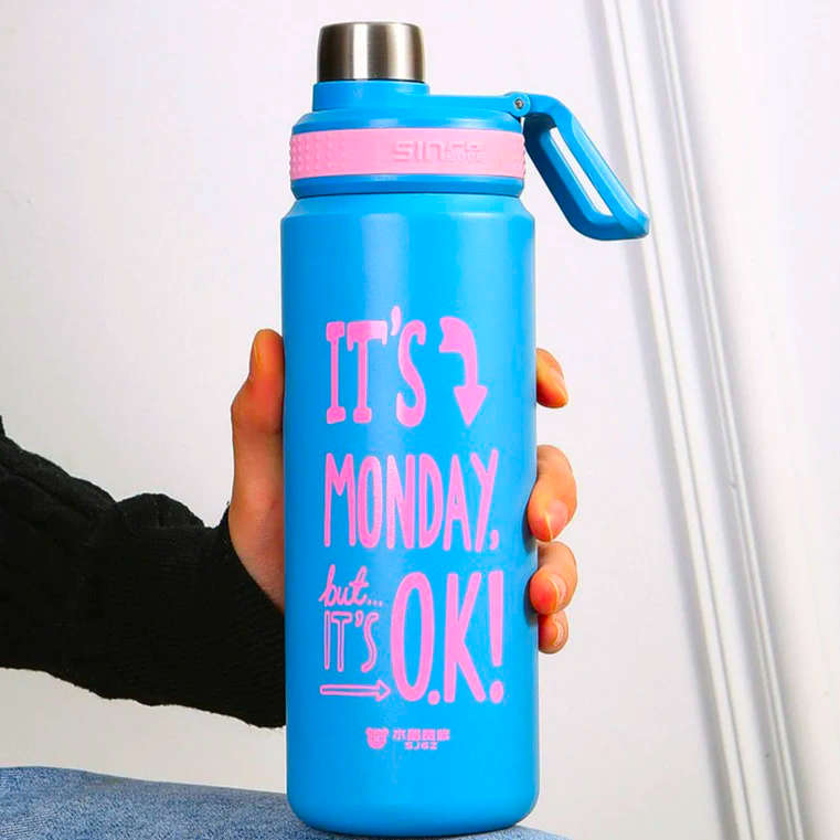 Typography Design Stainless Steel Sport Thermos Insulated Water Bottle ...