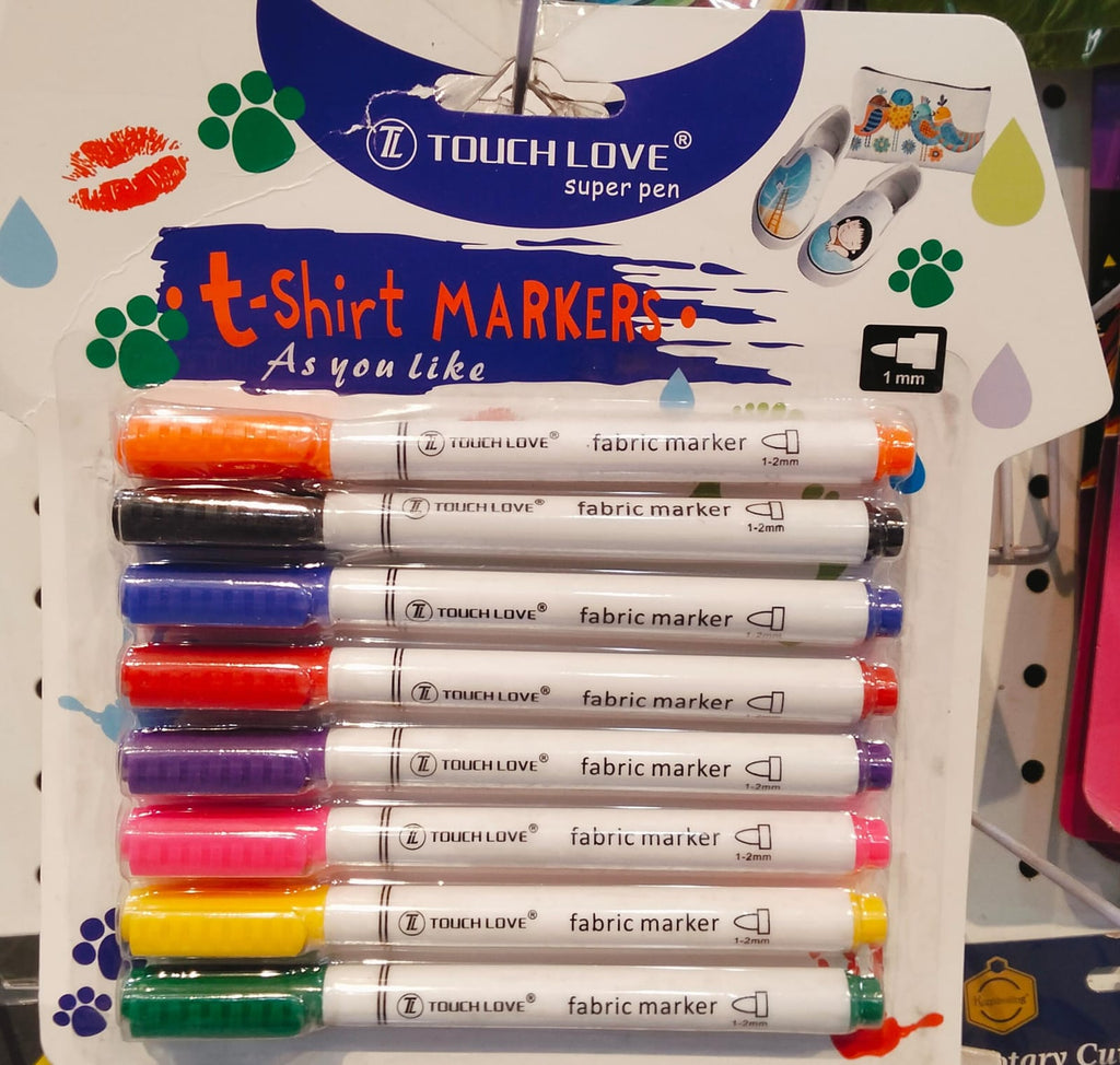 TOUCH LOVE T-Shirt Fabric Markers (Set of 8) - Super Pen – CopyPencil.pk