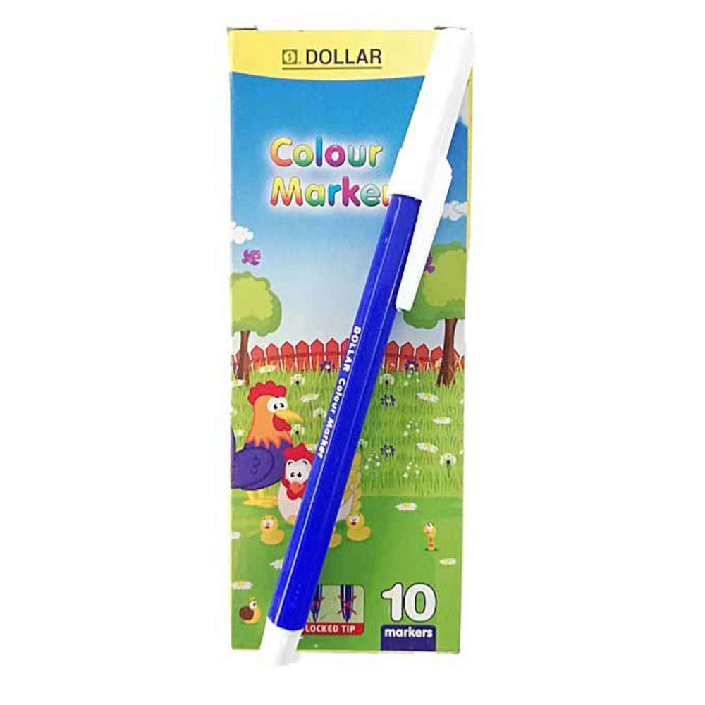 DOLLAR Simple Marker Blue 10PC Pack – CopyPencil.pk