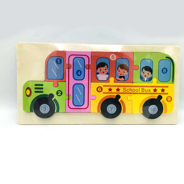 Buy Wooden Puzzle School Bus Shape Toddlers Preschool Educational Toys ...