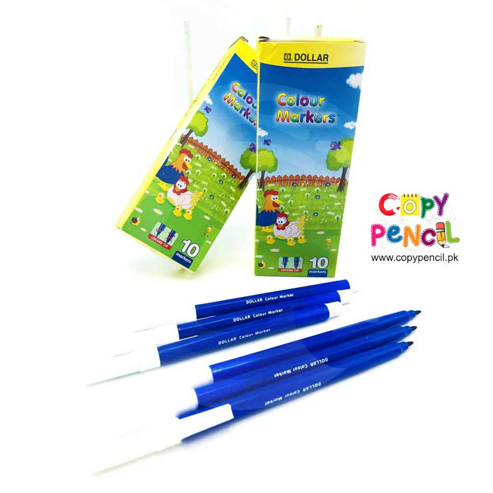 DOLLAR Simple Marker Blue 10PC Pack – CopyPencil.pk