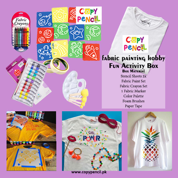 Fabric Painting Hobby Fun Activity Box DIY T-Shirt Stenciling Kit ...