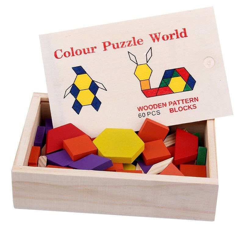 Buy Cognition Wooden Tangram Puzzle Geometric Manipulative Puzzle 60 ...