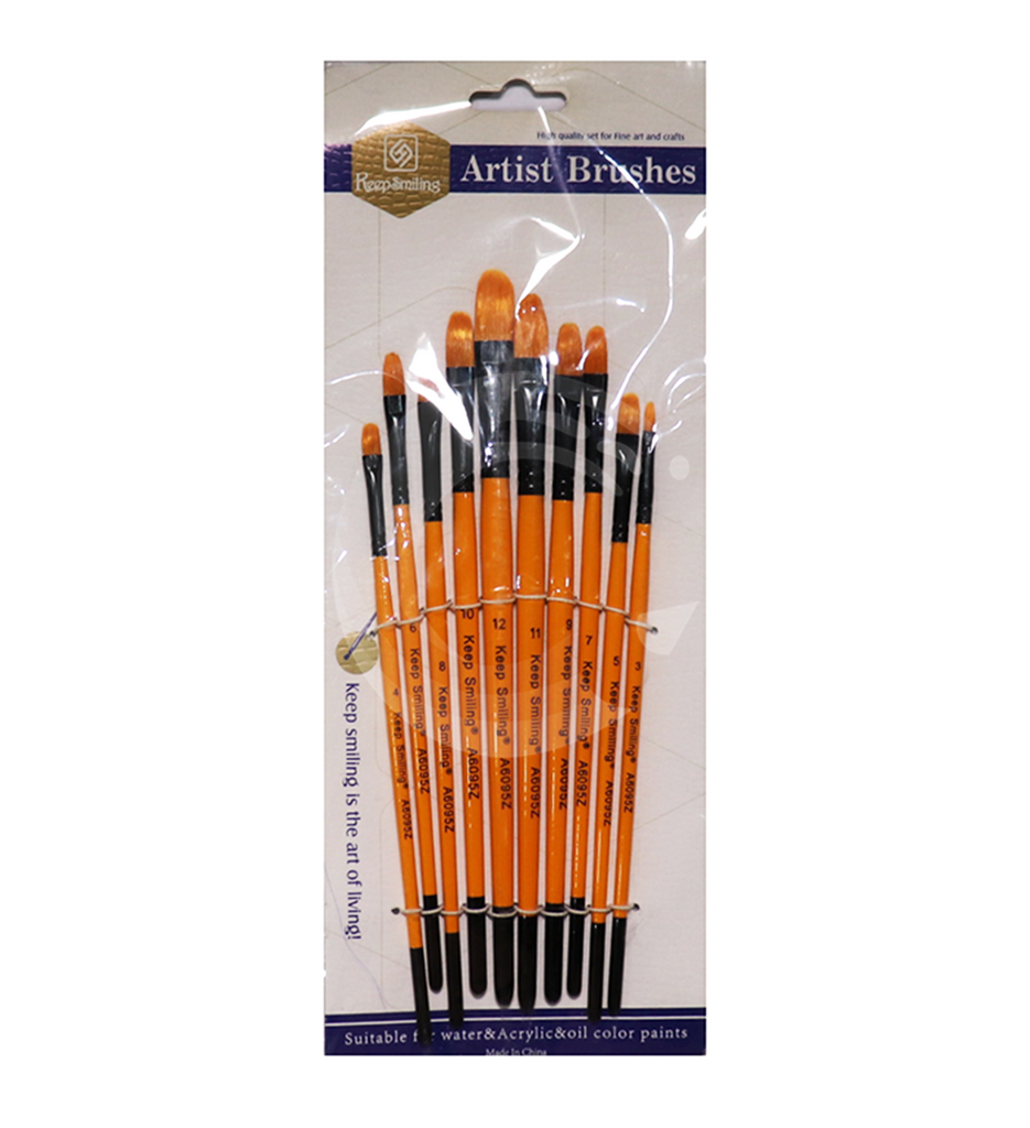 Keep Smiling Paint Brush set Filbert shape 10Pcs – CopyPencil.pk