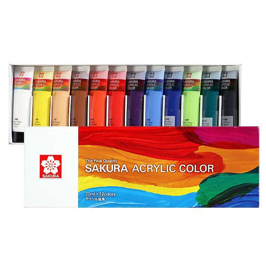 Buy Sakura Acrylic Paints Set Of 12 tubes 20ml – CopyPencil.pk