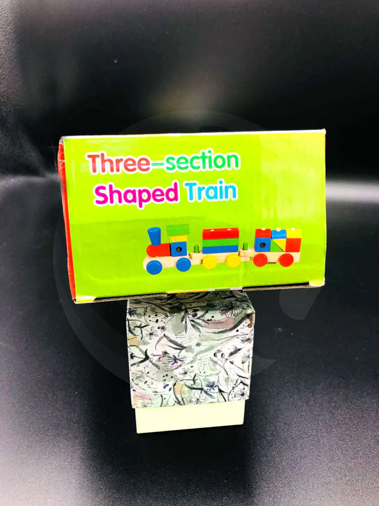 Three Section Building Shape Block Train Educational Wooden Toy Train ...