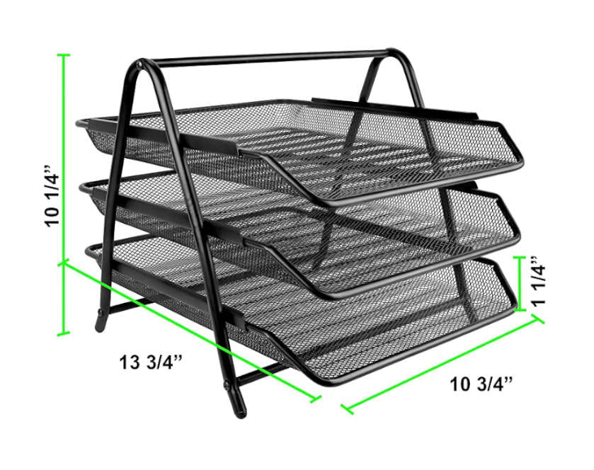 Buy Three Tier Tray Office Desktop Document Letter Tray Mesh File Rack ...