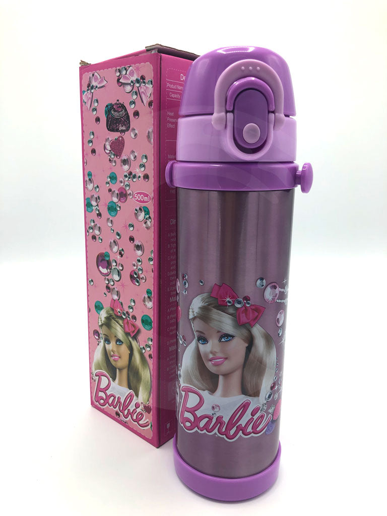 Barbie Themed Water Bottle with Straw Lid | Stylish and Glossy Stainle ...