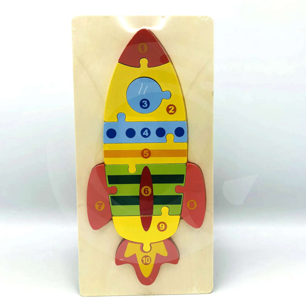 Buy Wooden Puzzle Rocket Shape for Toddlers Preschool Educational Toys ...