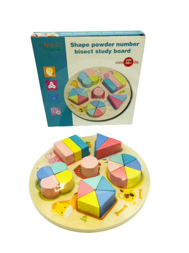 Buy Wooden Bisect Study Board Geometric Shapes Number Learning Toy ...
