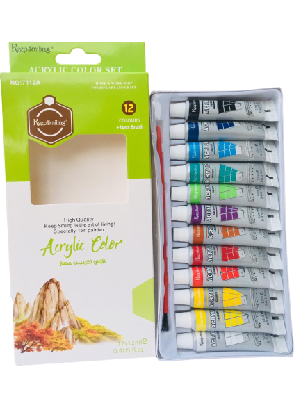 Buy Keep Smiling Acrylic Paints 12ml Tubes Set Of 12 Colors – CopyPencil.pk