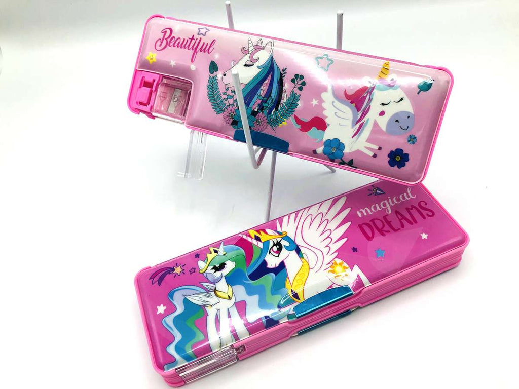 Pink Unicorn Themed Double-Sided Magnetic Geometry Box with dual Sharp ...