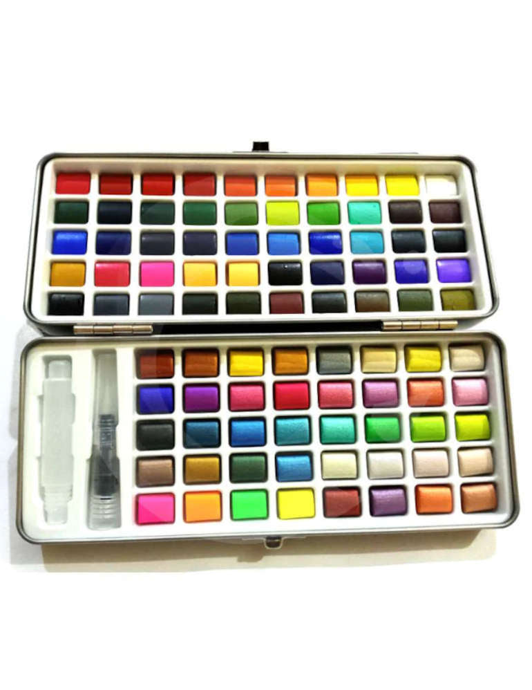 Buy Solid Watercolor Paints Seamiart 90 Colors With 1 Water Brush Pen ...