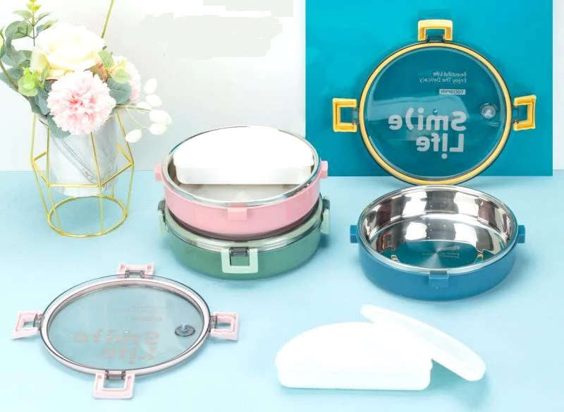 Buy Stainless Steel Lunch Box Hot Cold Resistance Circle 920ML ...