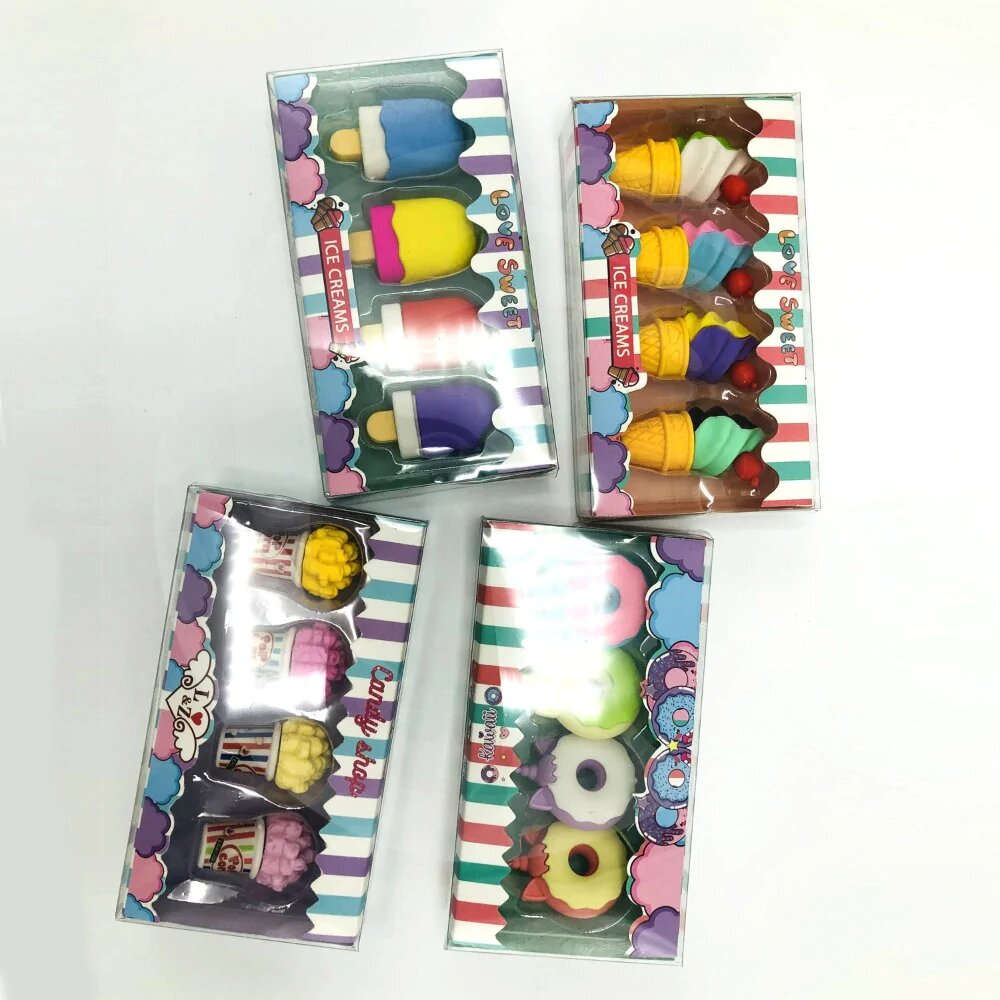 Love Sweet Fancy Erasers Pack of 5 Erasers- donuts, icecreams, popcorn ...