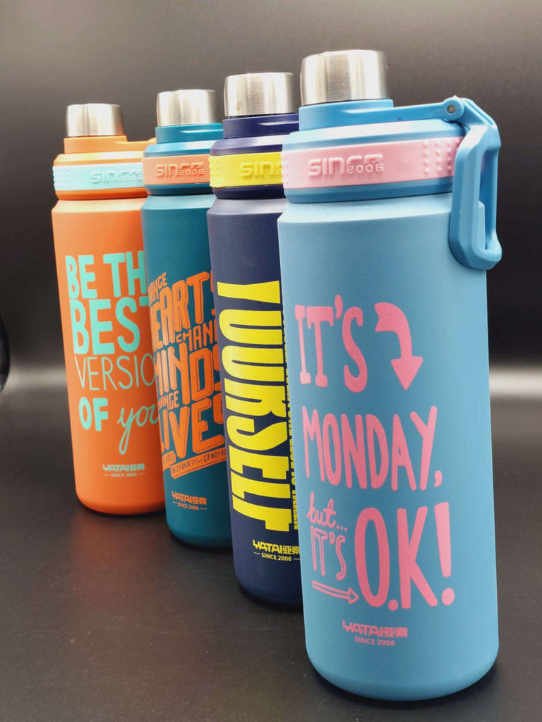 Typography Design Stainless Steel Sport Thermos Insulated Water Bottle ...