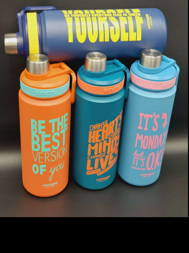 Typography Design Stainless Steel Sport Thermos Insulated Water Bottle ...